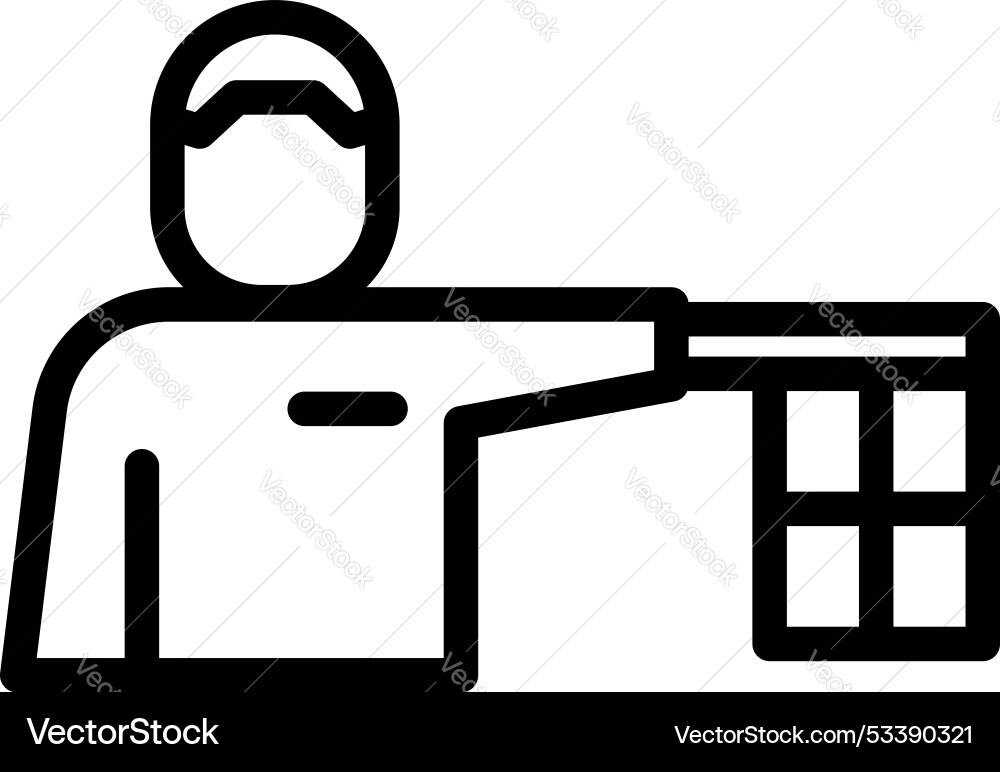 Icon line referee hold offside flag soccer game Vector Image