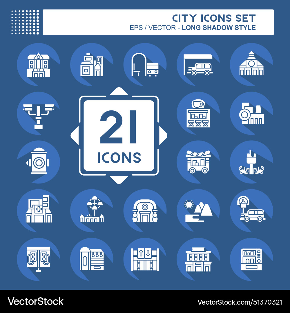 Icon set city related to building symbol long Vector Image