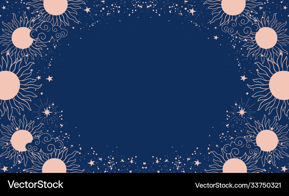 Magical blue background with sun or moon place Vector Image