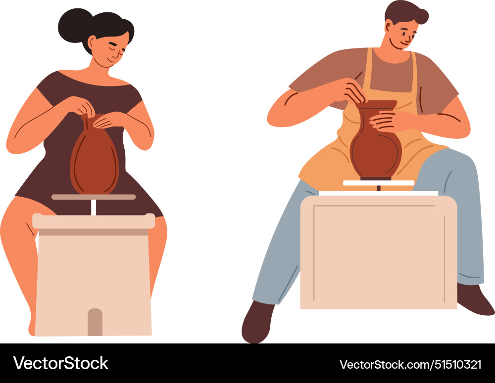 Pottery in class participants Royalty Free Vector Image