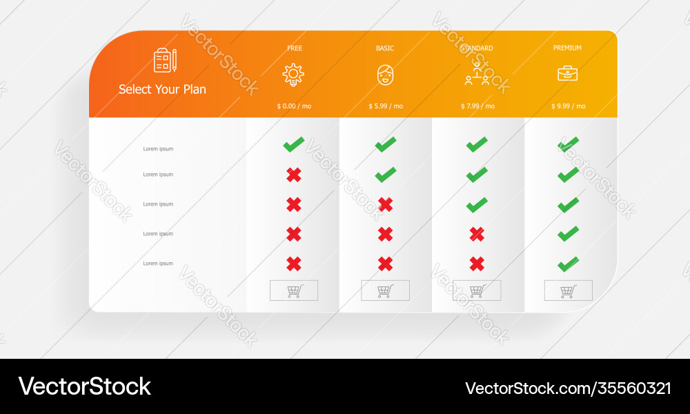 Price table template Royalty Free Vector Image