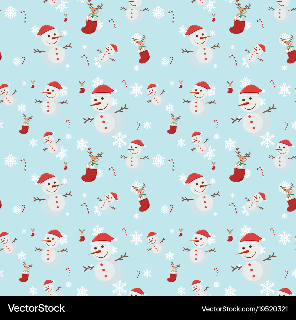 Seamless background with many snowmen Royalty Free Vector