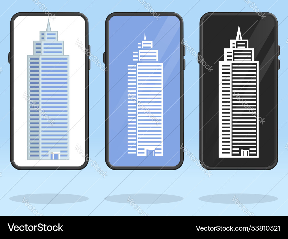 Smartphone office building corporation property Vector Image