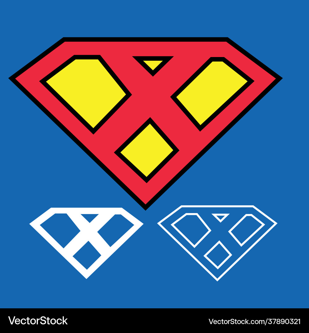 Superhero logo icon with letter x ou Royalty Free Vector