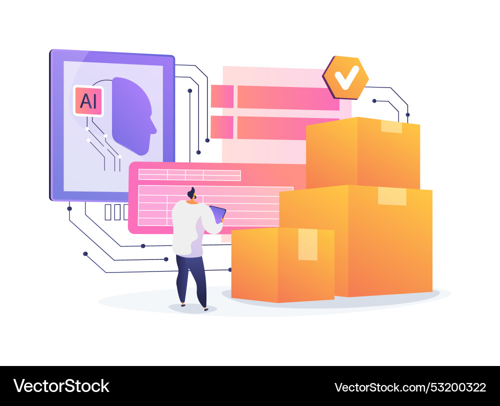Ai-backed inventory management abstract concept Vector Image
