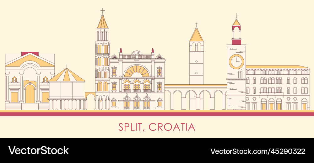 Cartoon skyline panorama of city split Royalty Free Vector