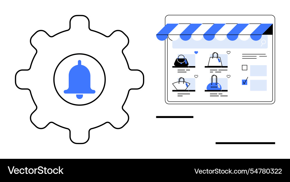 E-commerce website settings with notification bell