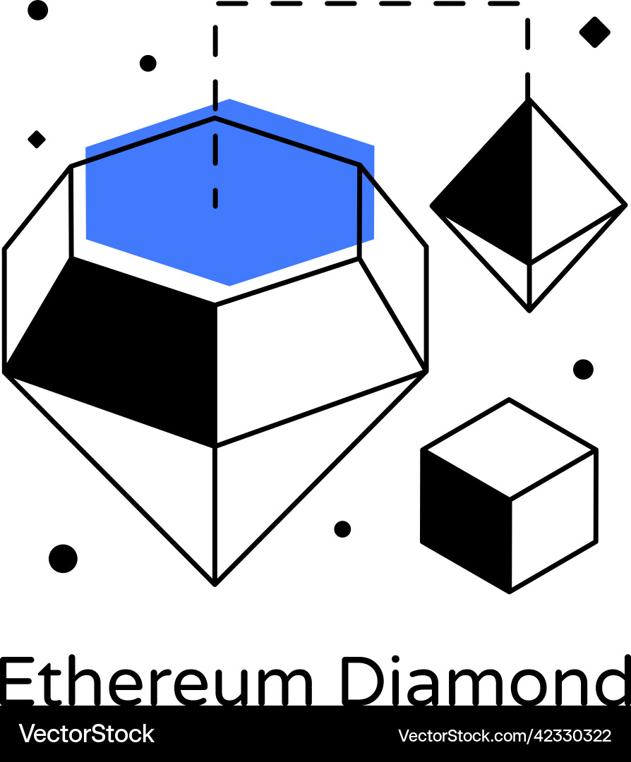 Ethereum diamond Royalty Free Vector Image - VectorStock