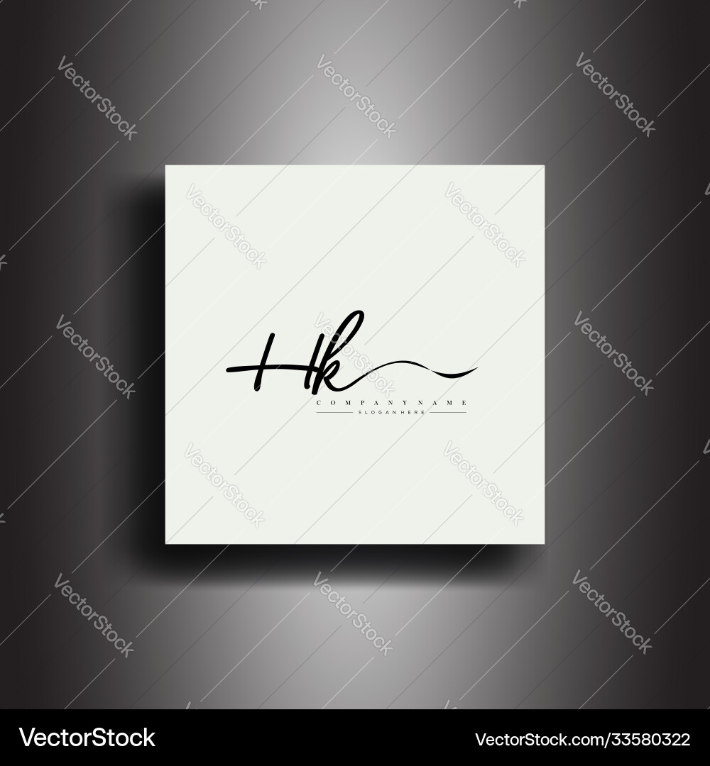 Hk signature style monogramcalligraphic lettering Vector Image