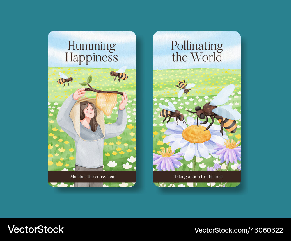 Instagram template with honey bee Royalty Free Vector Image