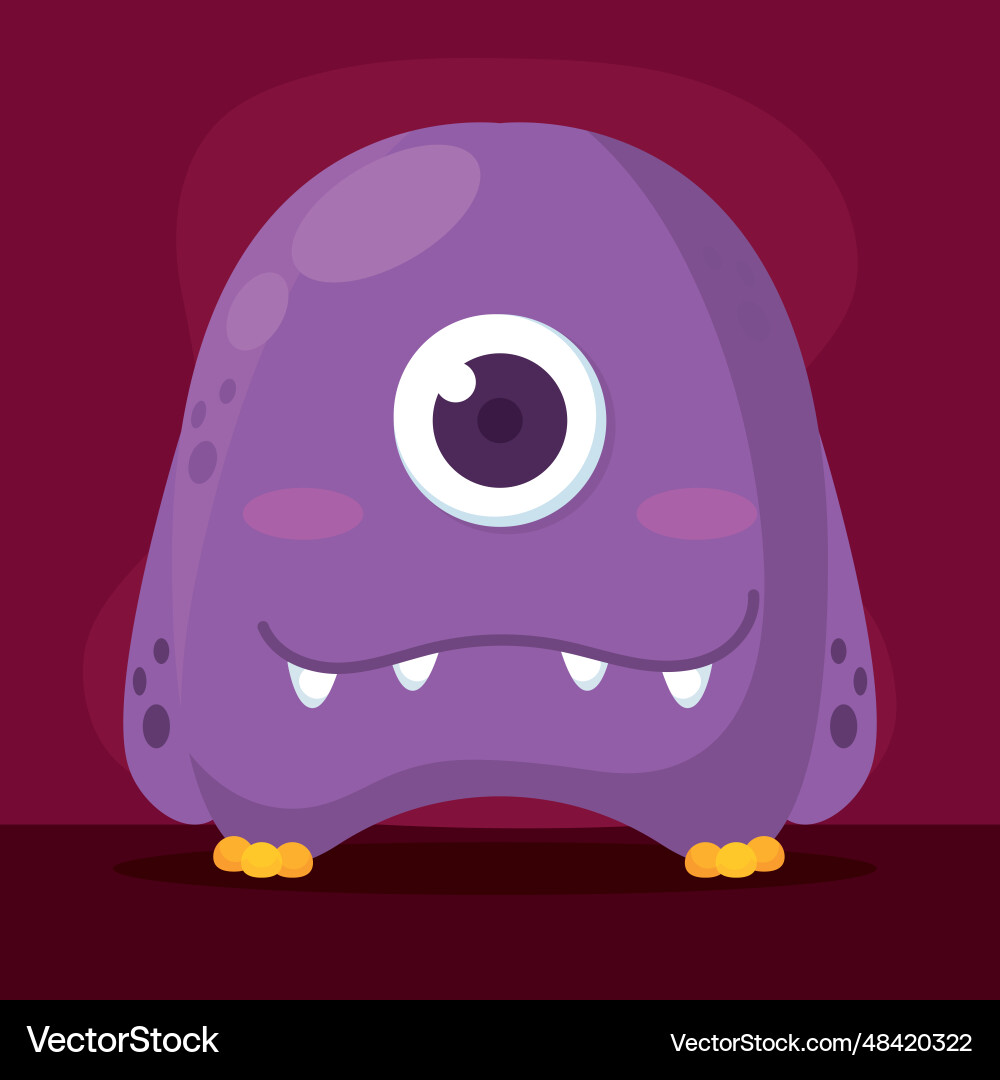 Isolated colored cute happy monster character Vector Image