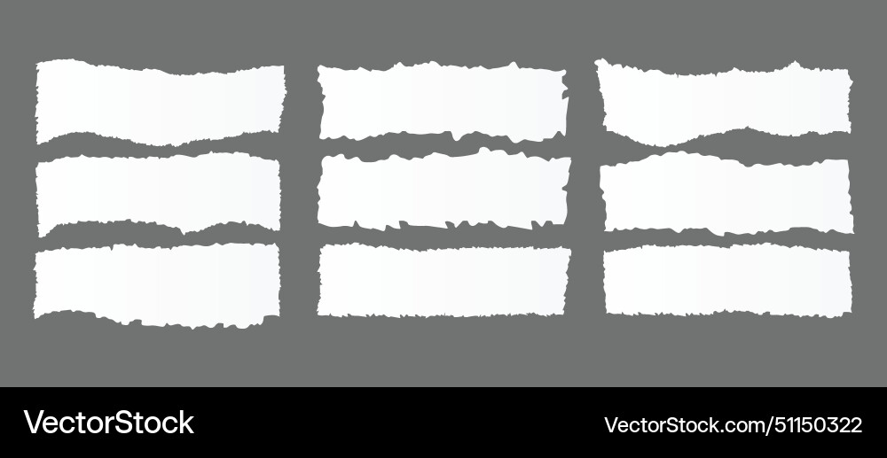 Jagged torn paper set black shape ripper Vector Image