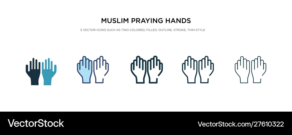 Muslim praying hands icon in different style two Vector Image