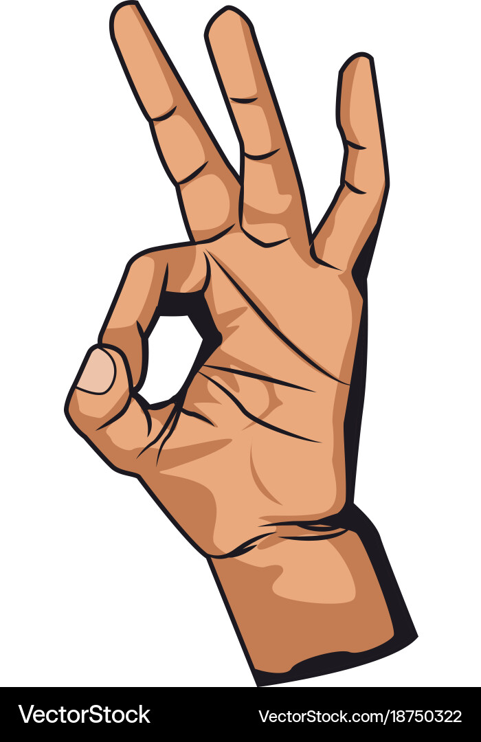 Ok hand symbol pop art Royalty Free Vector Image