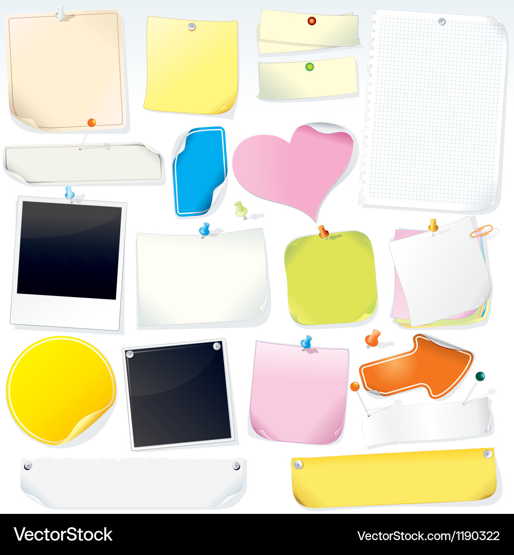 Paper notes stickers labels and memo sticks Vector Image