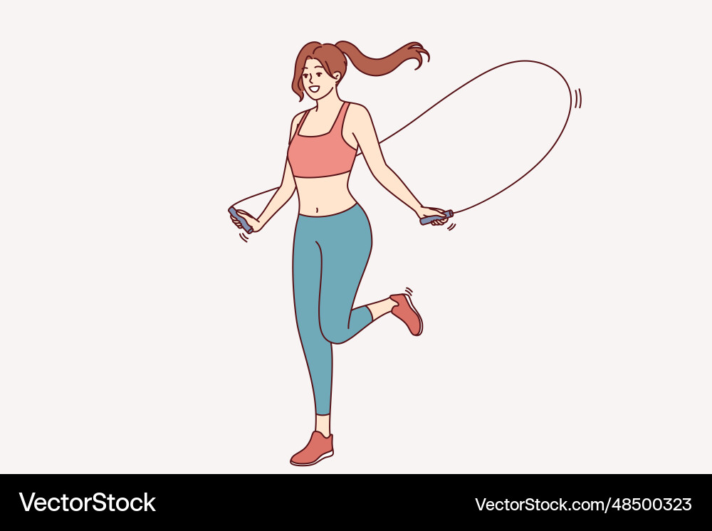 Athletic woman jumping on skipping rope Royalty Free Vector