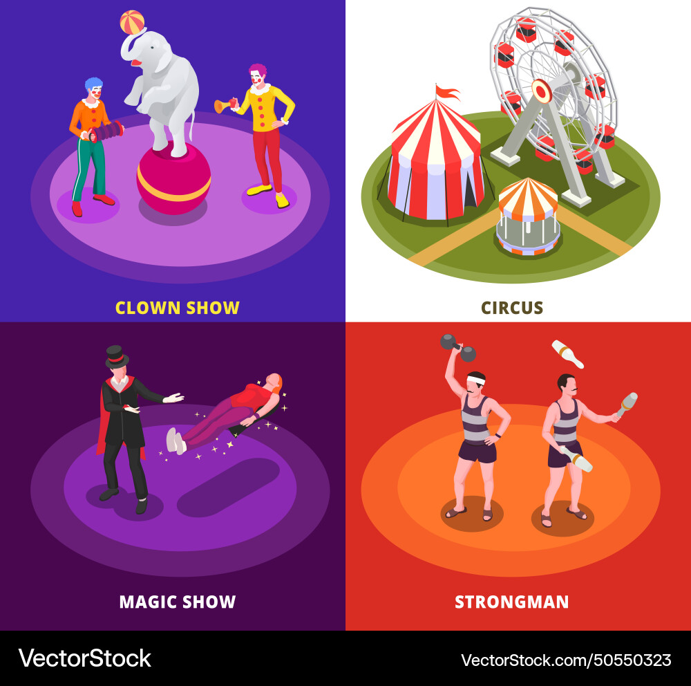 Circus concept icons set Royalty Free Vector Image