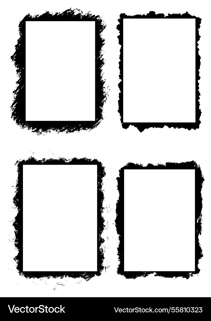 Collection of grunge style ink borders Royalty Free Vector