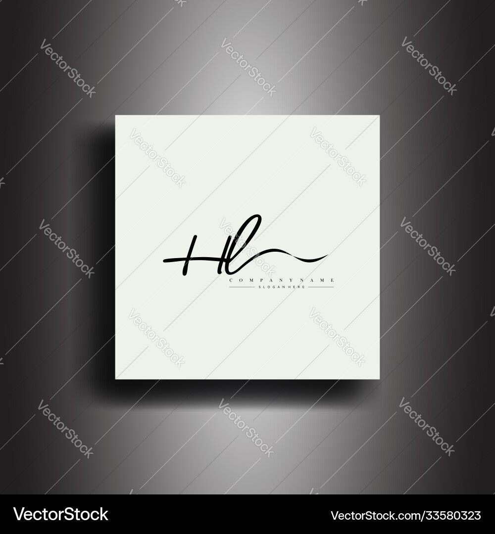 Hl signature style monogramcalligraphic lettering Vector Image