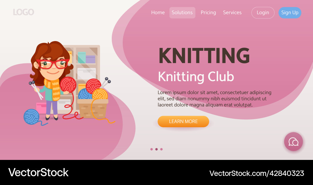 Knitting website template Royalty Free Vector Image