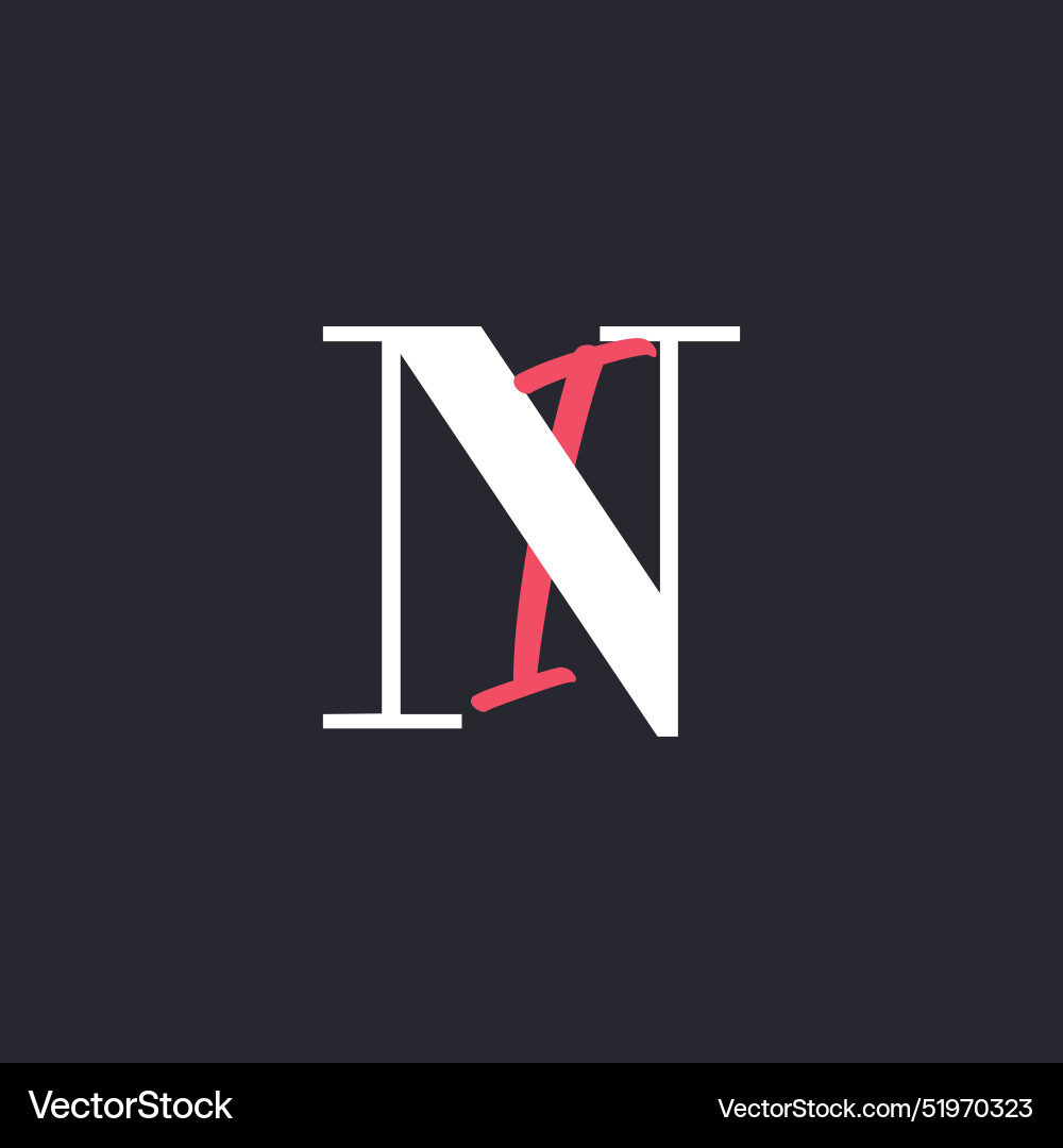 Letter ni logo perfectly blended initials Vector Image