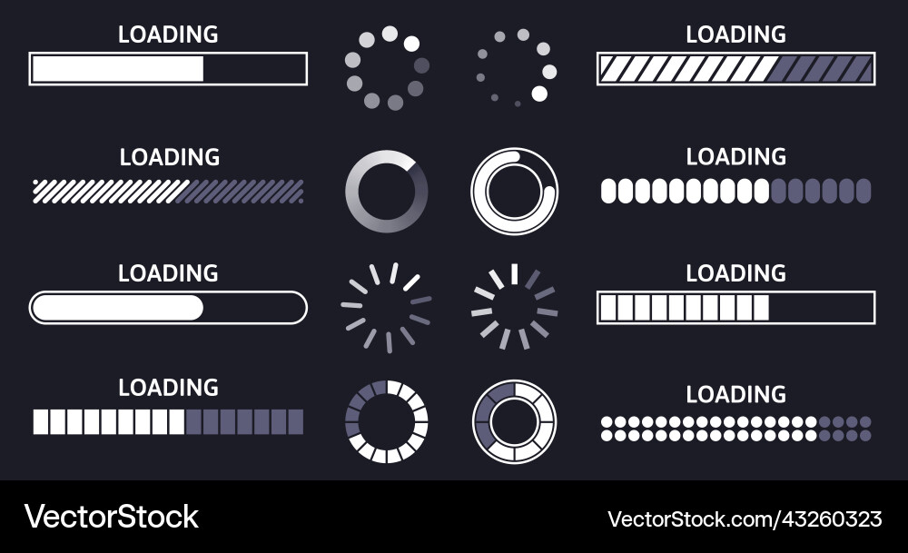 Load indicator loading status bar round buffer Vector Image