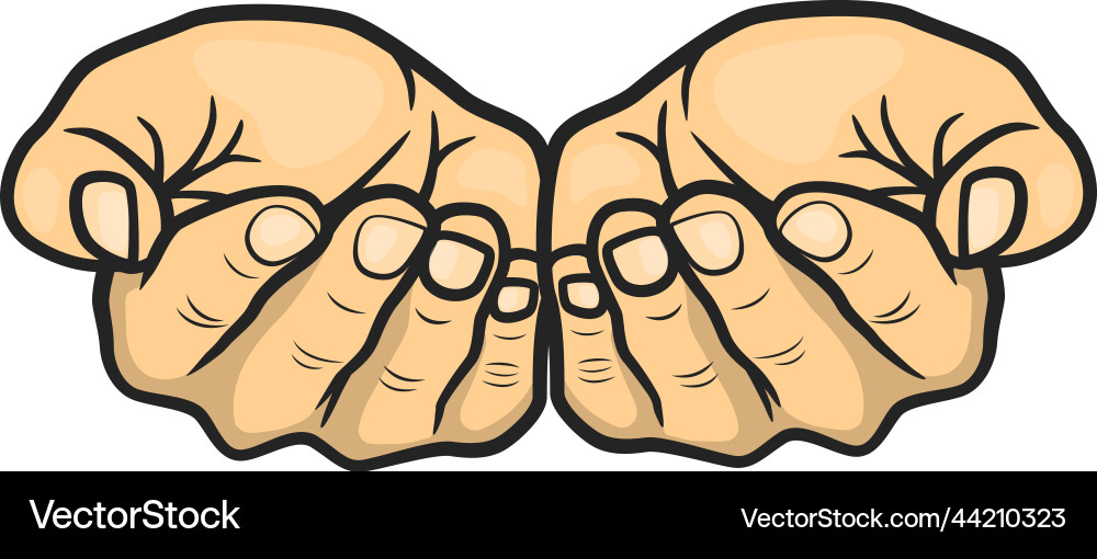Outstretched Cupped Hands - Begging or Requesting Vector Image