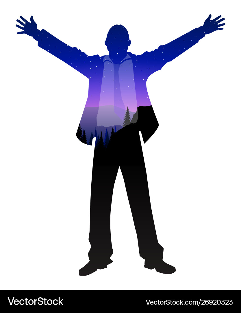 Silhouette businessman open arms Royalty Free Vector Image