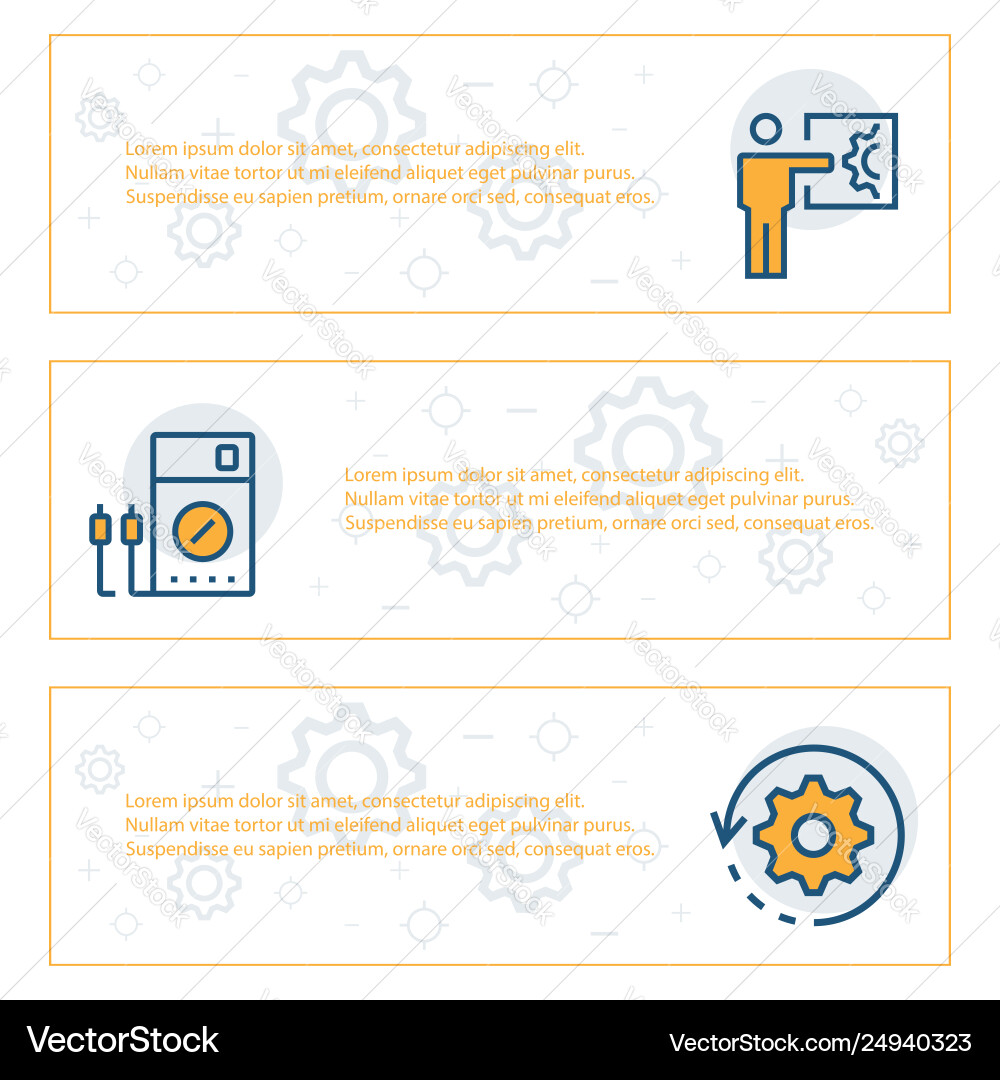 Simple banners set engineering items Royalty Free Vector