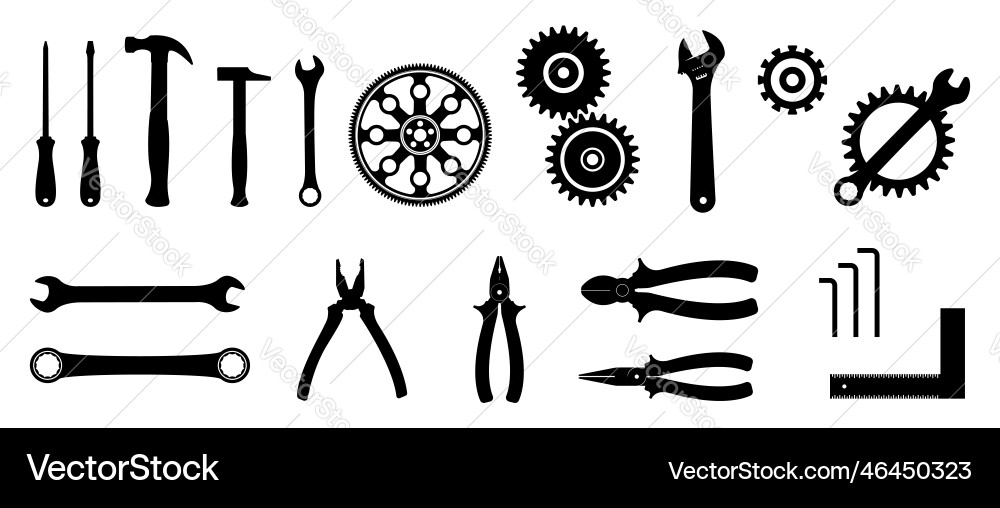 Working tools icon set flat Royalty Free Vector Image