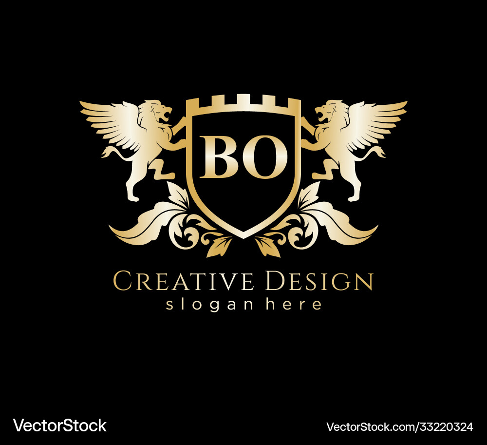 Bo letter initial with lion royal logo template Vector Image