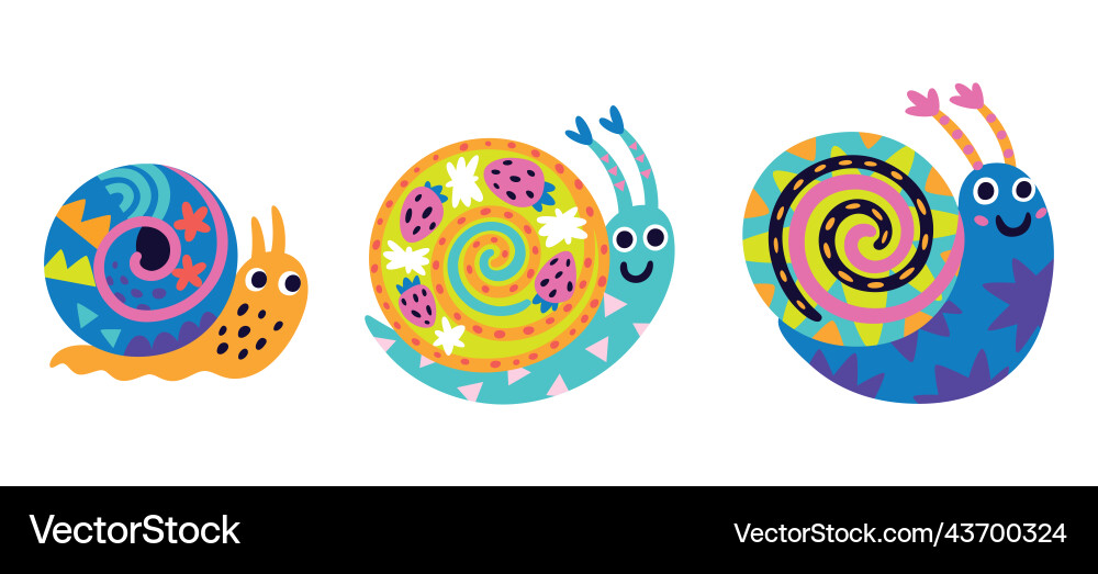 Decorative snails collection Royalty Free Vector Image
