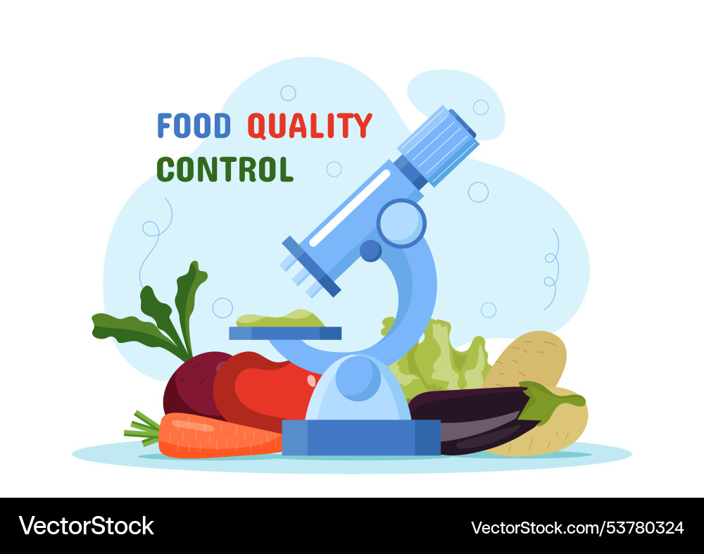 Food quality control poster microscope near Vector Image