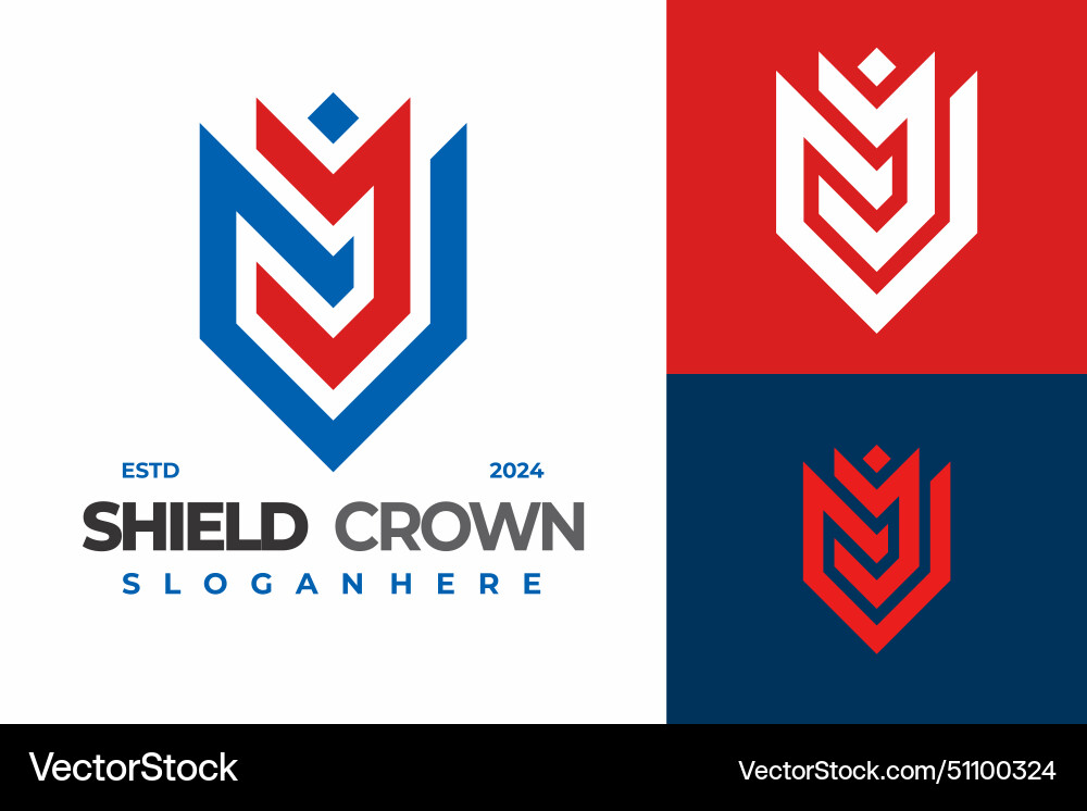 Letter m shield crown logo design symbol icon Vector Image