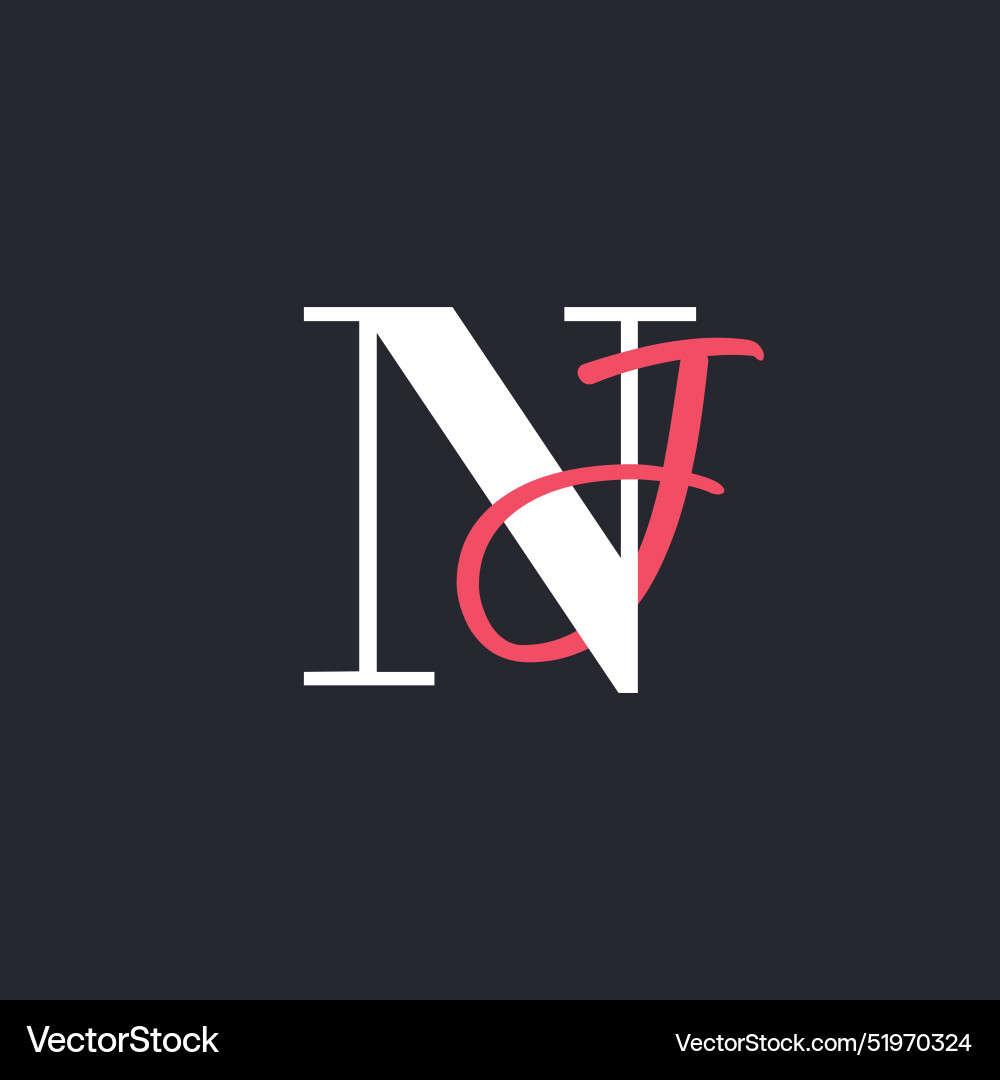 Letter nj logo perfectly blended initials Vector Image