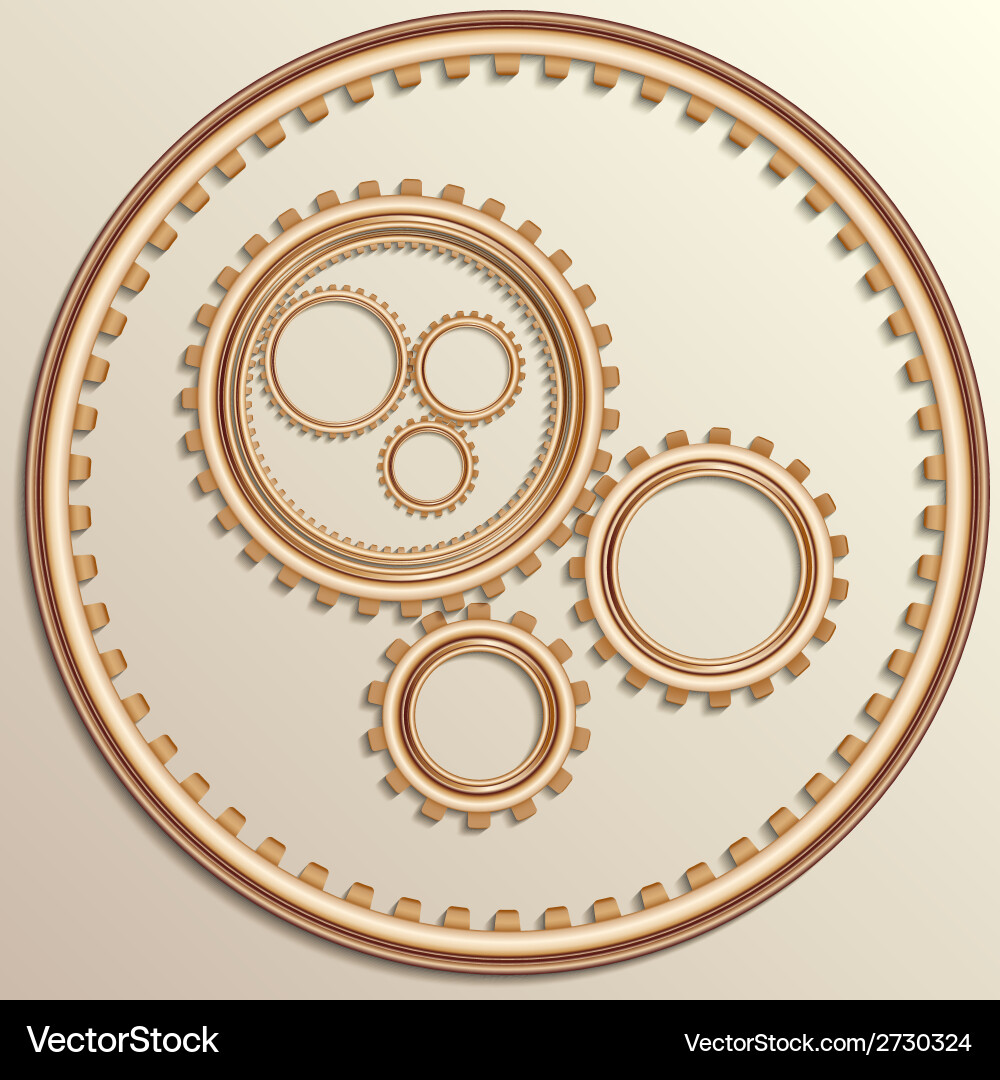 Metallic copper gear wheels Royalty Free Vector Image