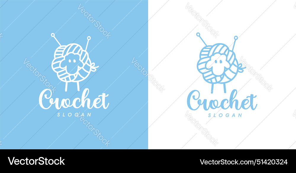 Sheep knitting logo design for tailor sewing Vector Image