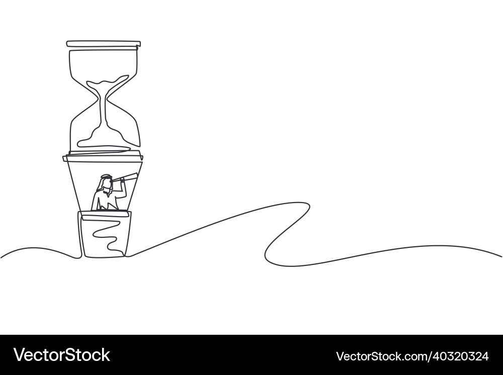 Single one line drawing arabian businessman Vector Image