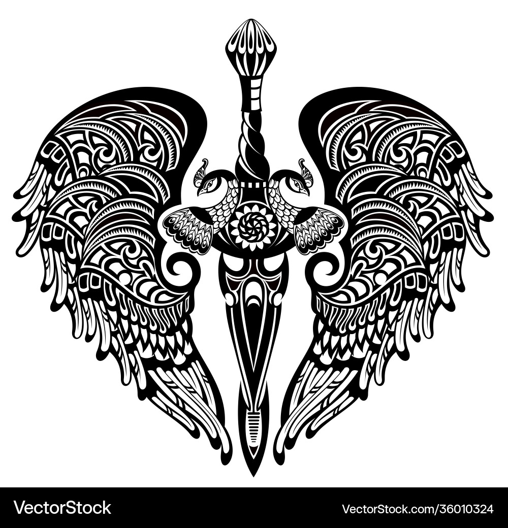 Winged sword logo Royalty Free Vector Image - VectorStock