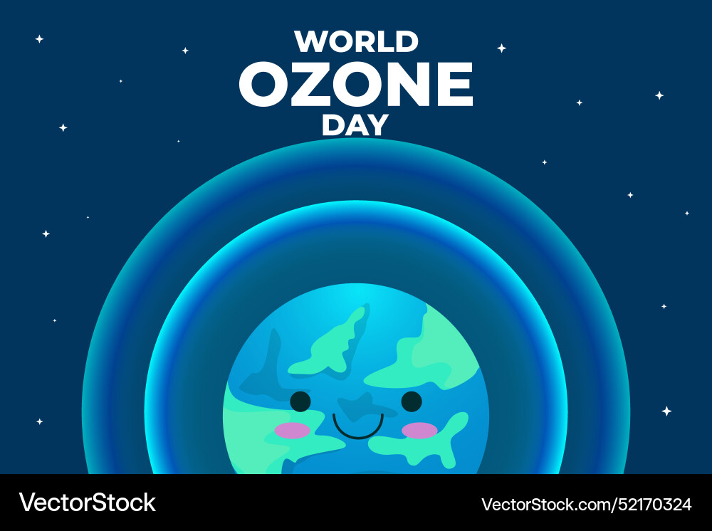World ozone day background with cute earth Vector Image
