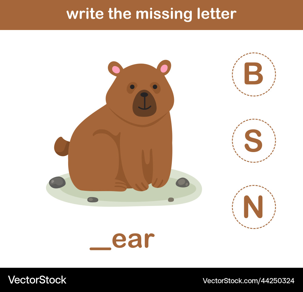 Write the missing letter Royalty Free Vector Image