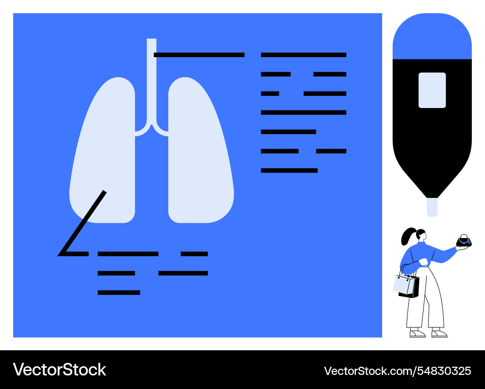 Abstract medical diagram explaining lung anatomy Vector Image