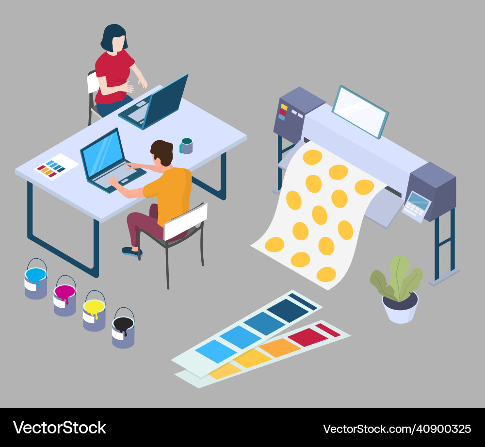 Ads banner print isometric Royalty Free Vector Image