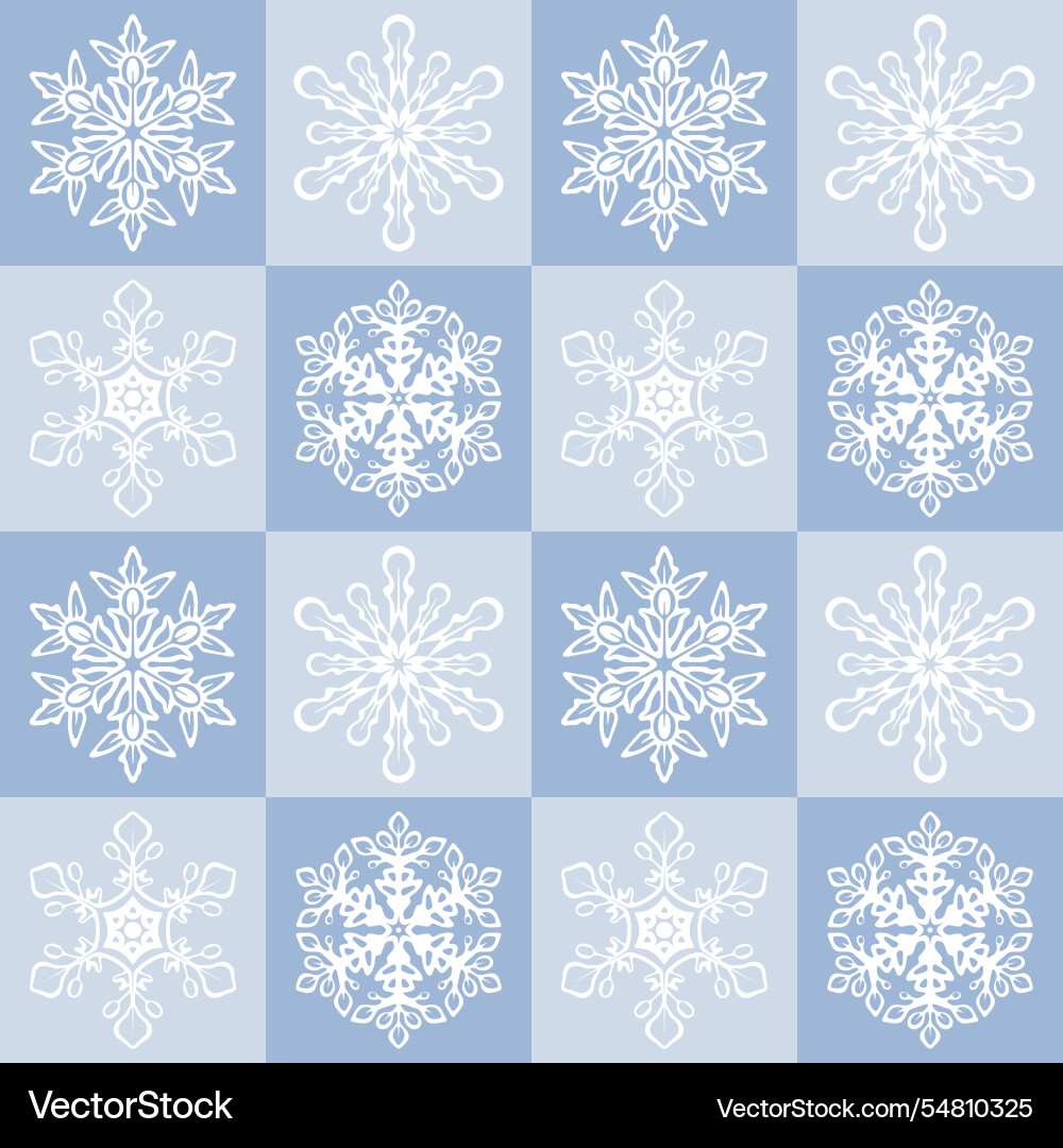 Blue tiles with snowflakes pattern Royalty Free Vector Image