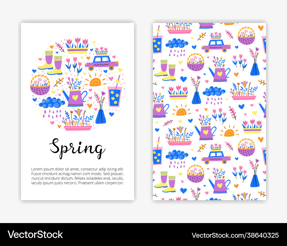 Card templates with spring icons Royalty Free Vector Image