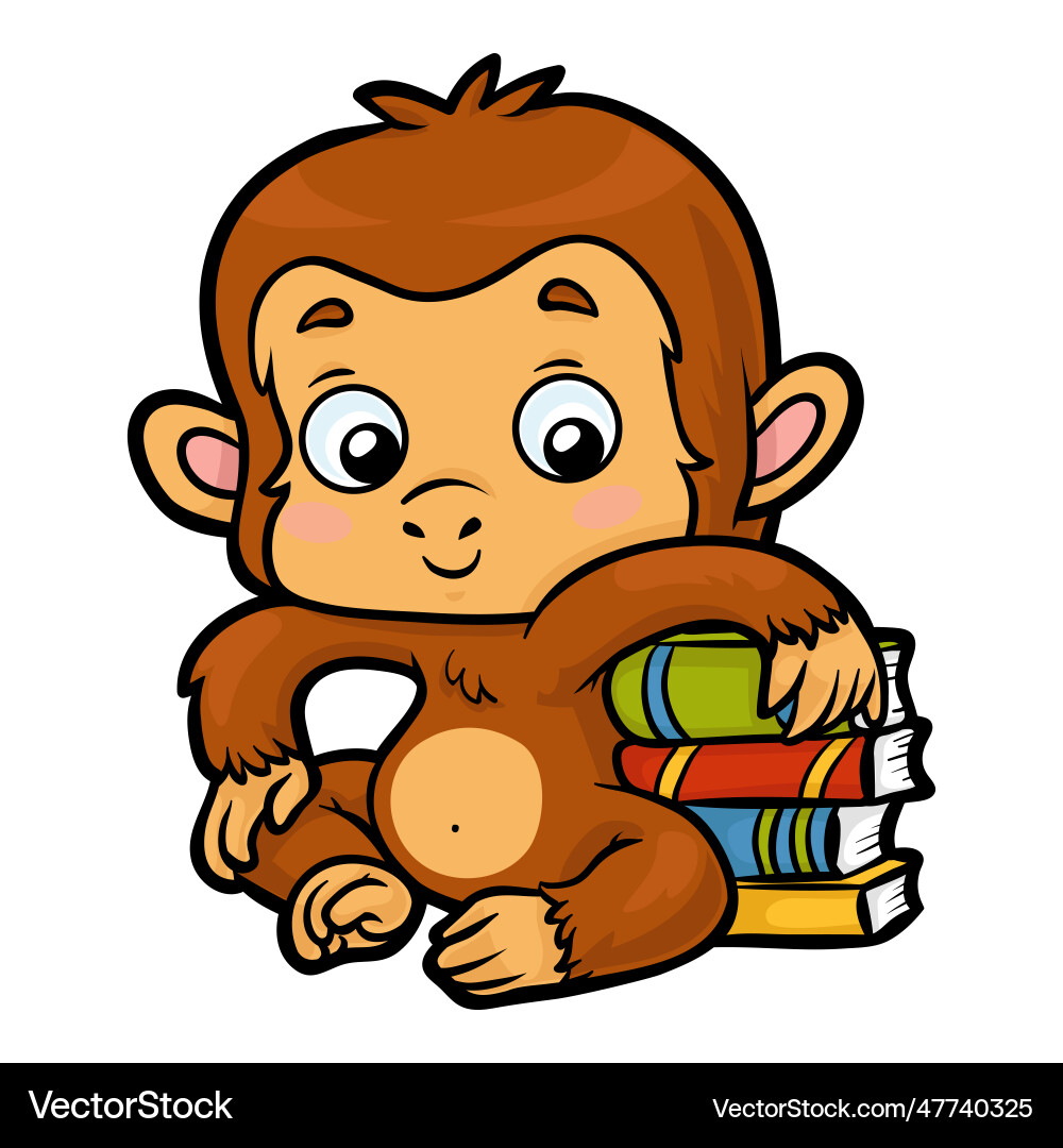Cartoon for children monkey and books Royalty Free Vector