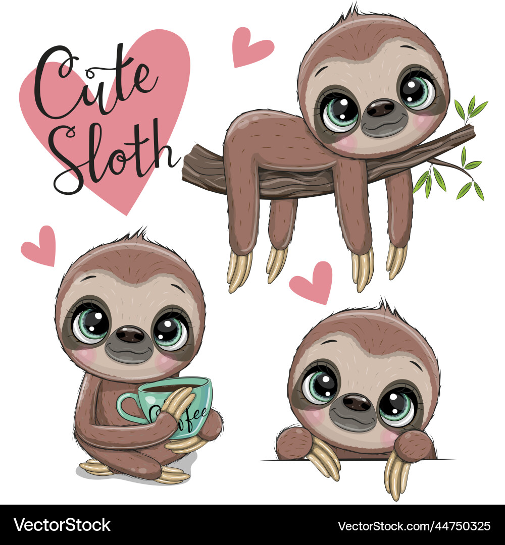 Cute cartoon sloths Royalty Free Vector Image - VectorStock