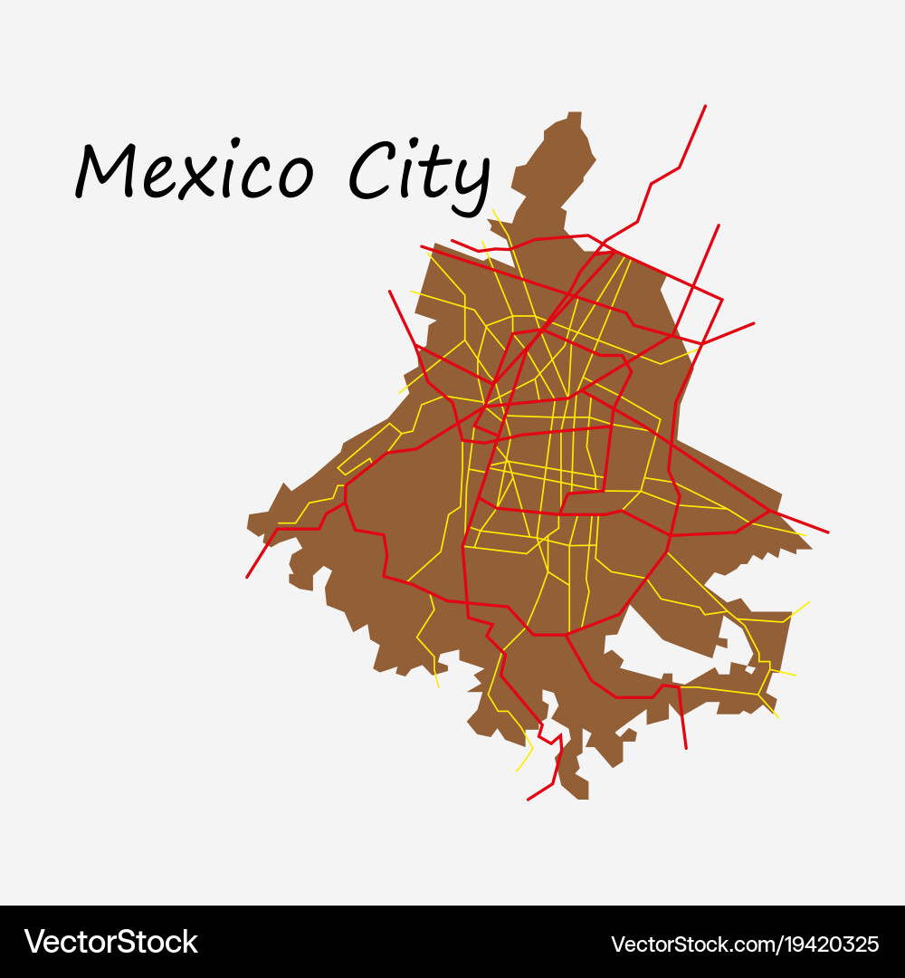 Flat color map of mexico city plan Royalty Free Vector Image
