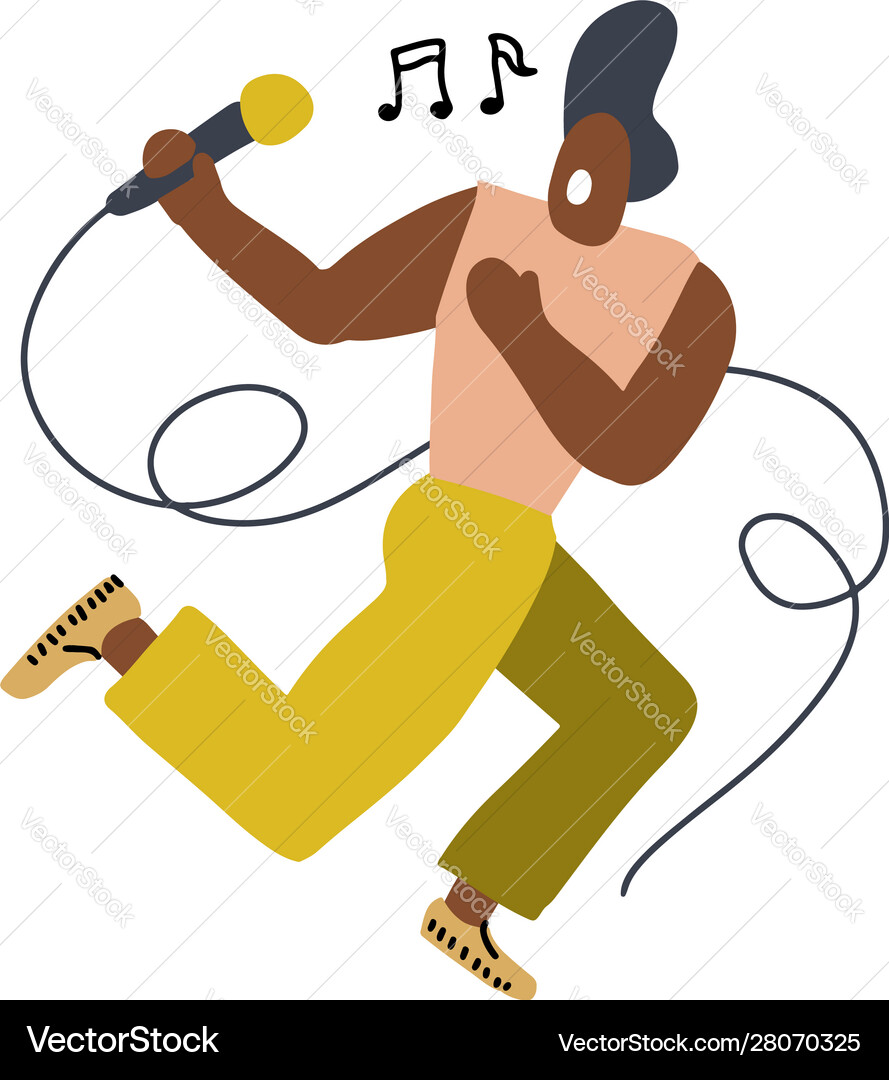 Funny singer with a microphone made in doodle Vector Image
