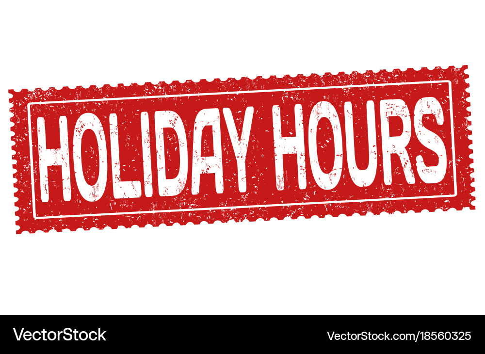 Holiday hours grunge rubber stamp Royalty Free Vector Image